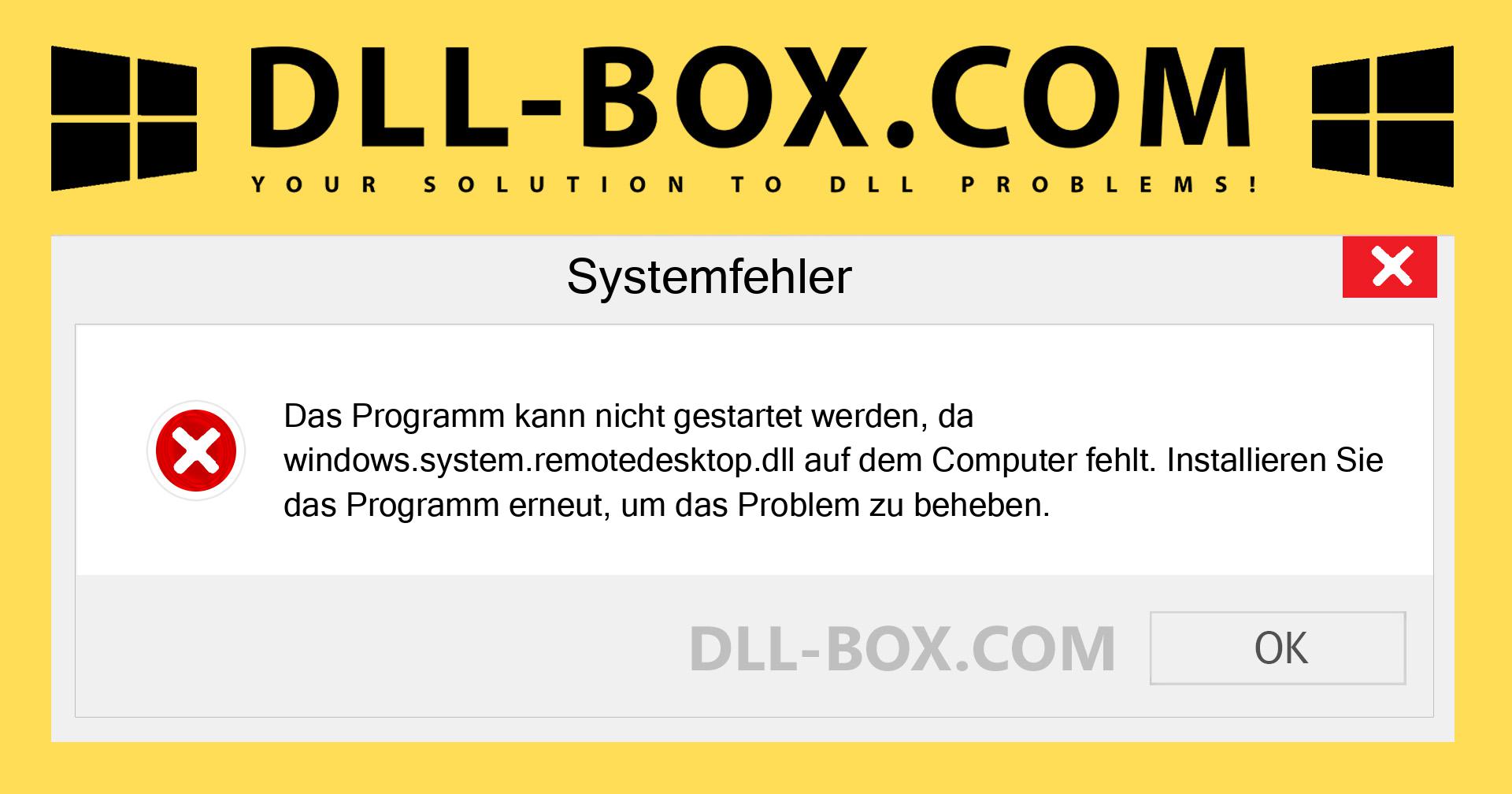 windows.system.remotedesktop.dll kostenloser Download für Windows | DLL ...